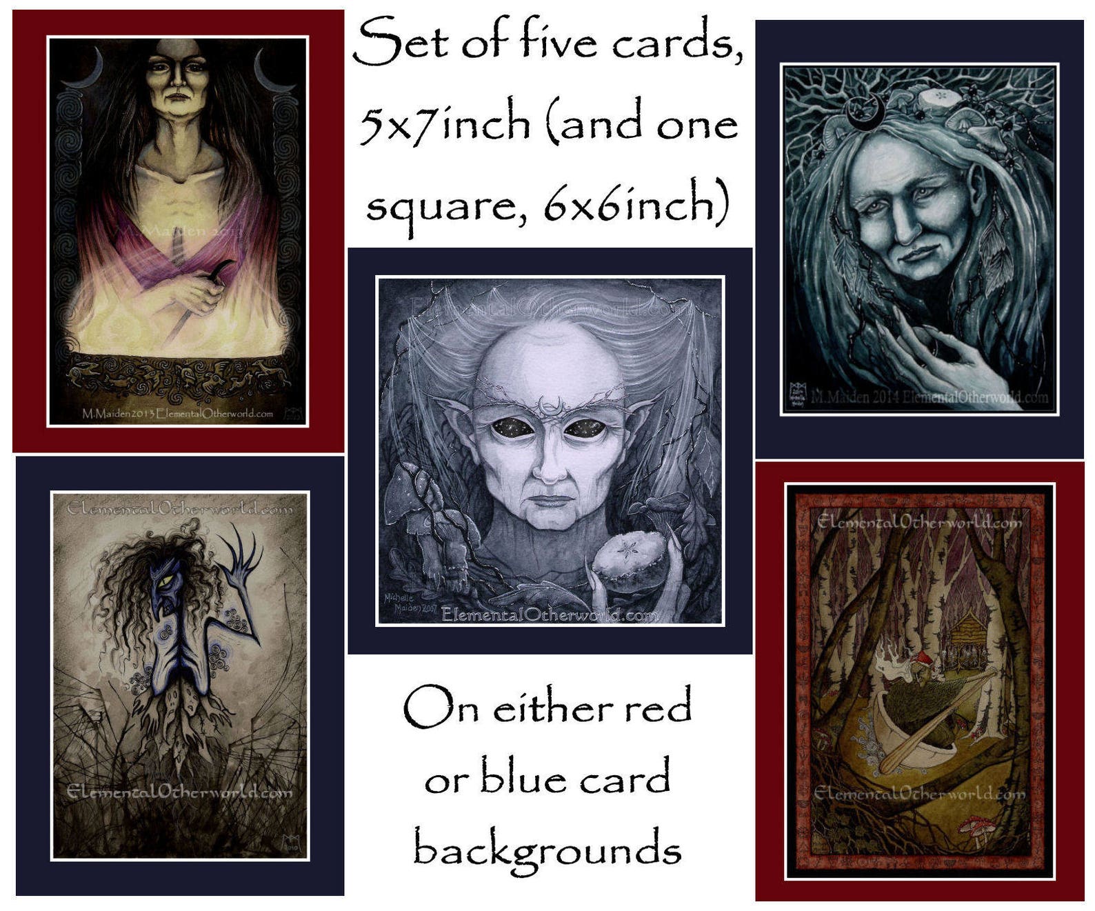 Crone Cards Set 5 HANDMADE pagan CARDS set Wiccan card. | Etsy