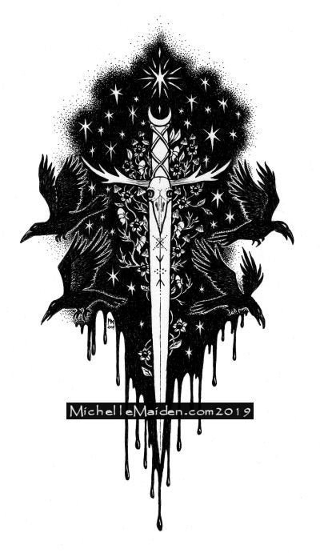 Forged in Darkness PRINT Gothic Sword Crow Skull Dark Mori Raven Art - Etsy