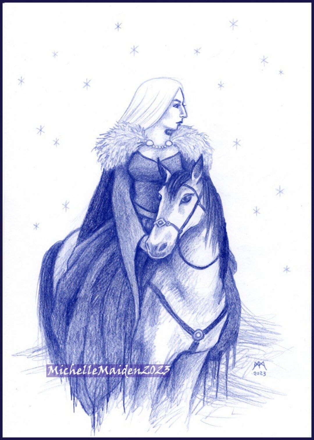 Snow Queen ORIGINAL Drawing 21x30cm Winter Faerie Lady on - Etsy
