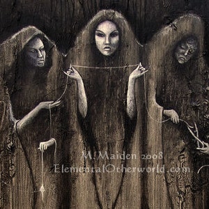 The Fates PRINT Three Norns Art, Viking Heathen Norse Mythology, Web of ...