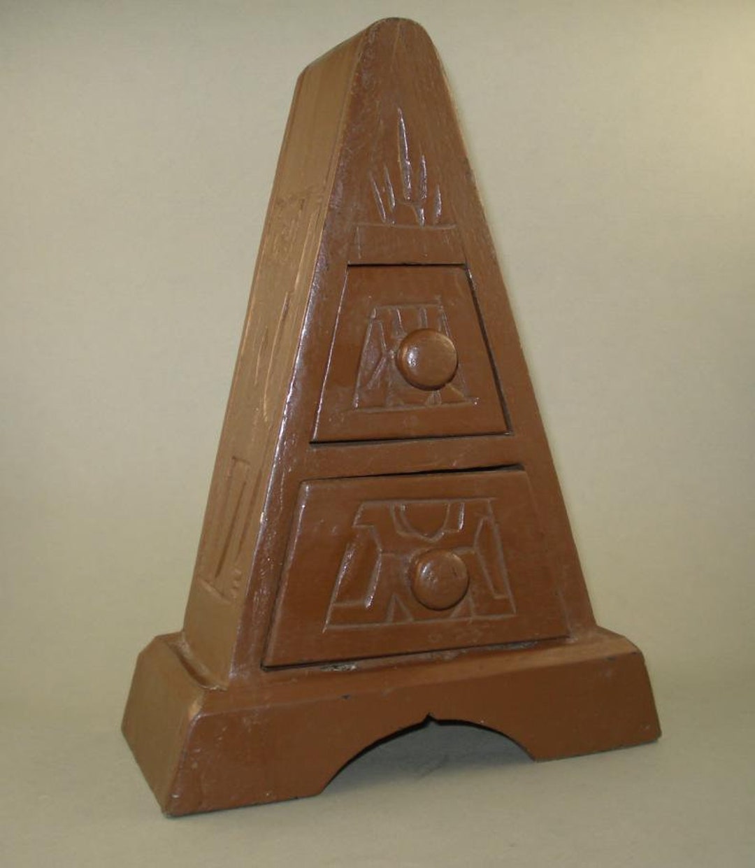 Rare Antique Old Small Triangular Chest of 2 Drawers, Hand Carved ...