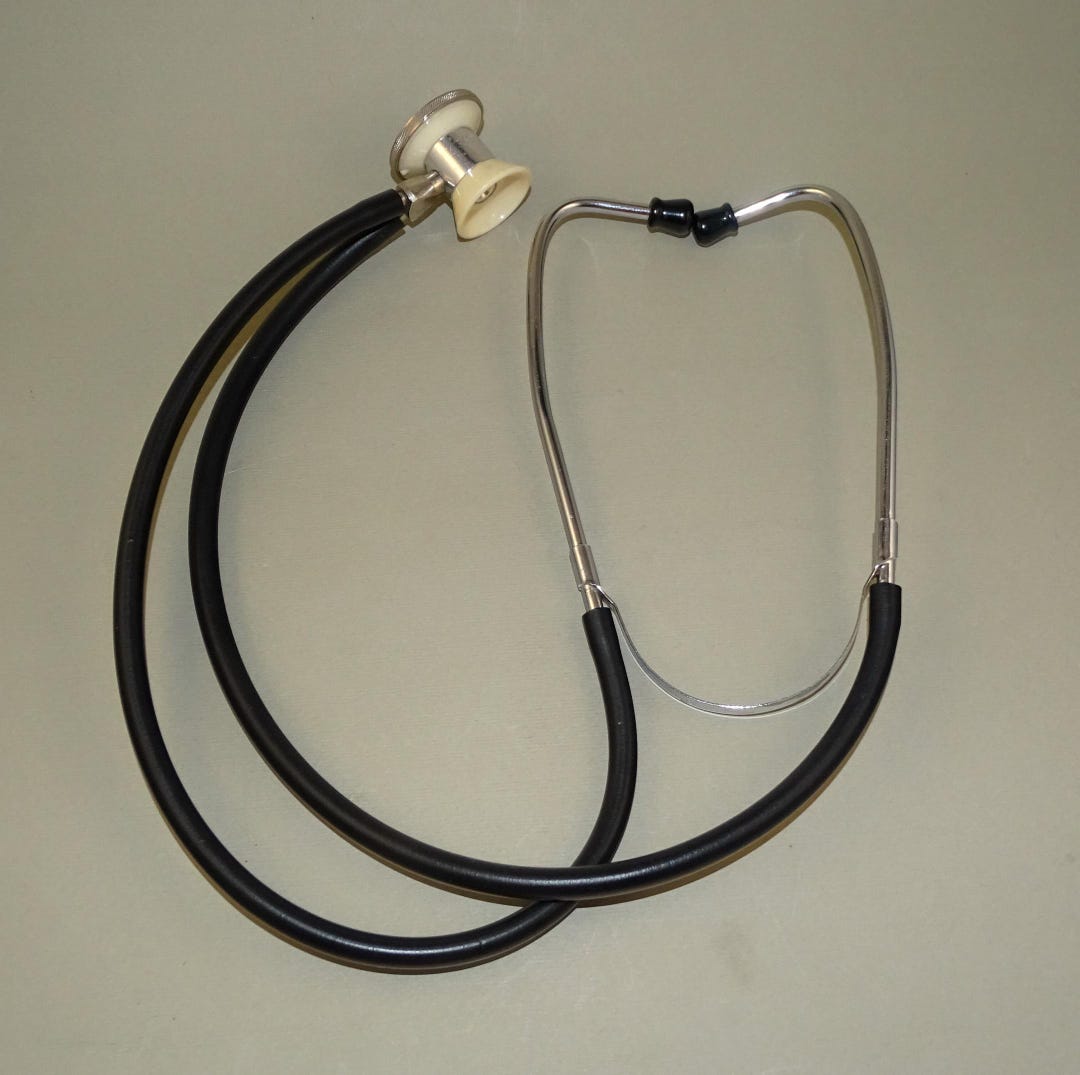 Vintage Old Medical Doctor Tool Classic Stethoscope Black Tubes Polska ...