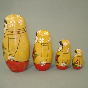 Rare Set of 4pc Vintage Old Russian Soviet Wooden Nesting - Etsy