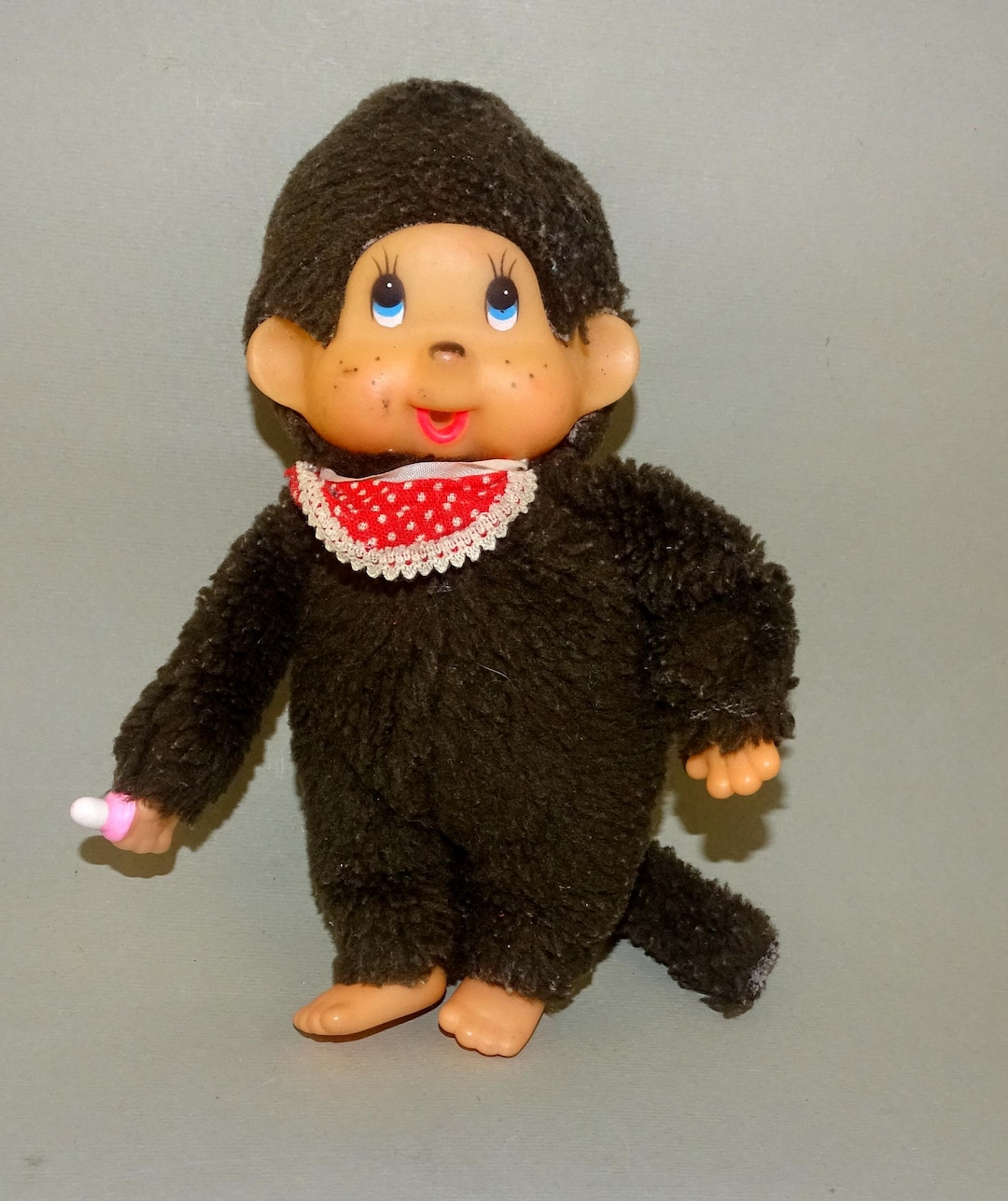 Vintage Old Monchhichi Monkey Baby Doll, Monchhichi Plush Doll With Red ...