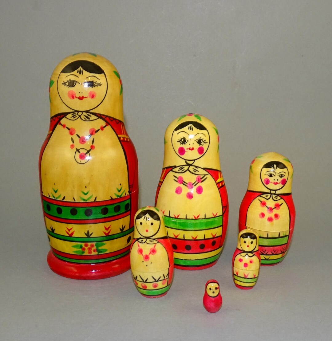 Vintage Old Set of 6 Russian Soviet Nesting Dolls From Mordva Region ...