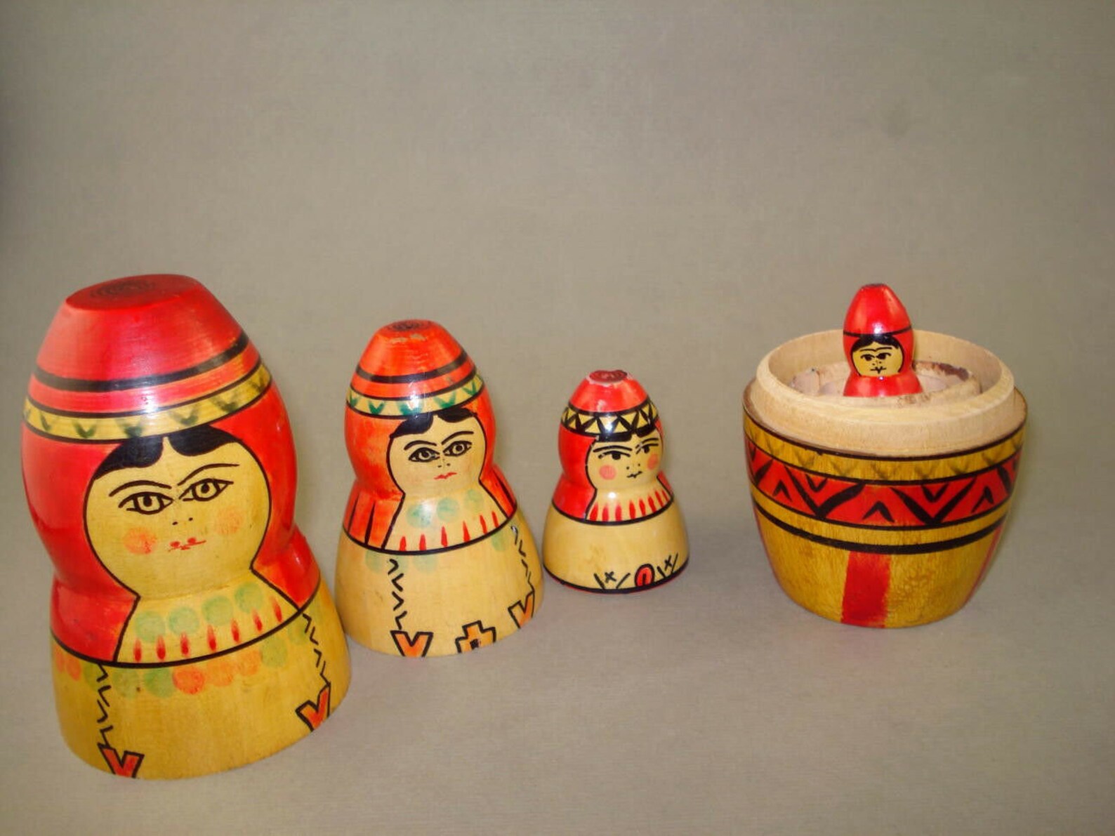 Vintage Old Set of 4 Russian Soviet Wooden Nesting Dolls From - Etsy