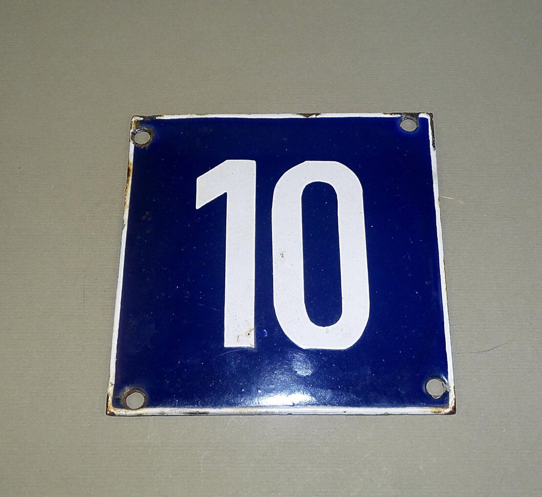 Vintage Old Enamel Porcelain Street House Door Sign 10, Home Sign ...