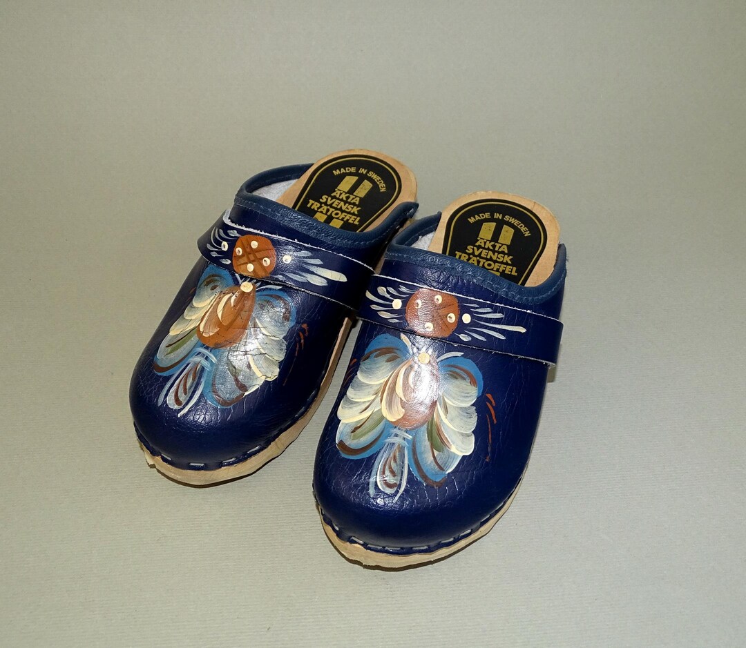 New Swedish Navy Blue Wooden Clogs for Kids, AKTA Lader, Swedish ...