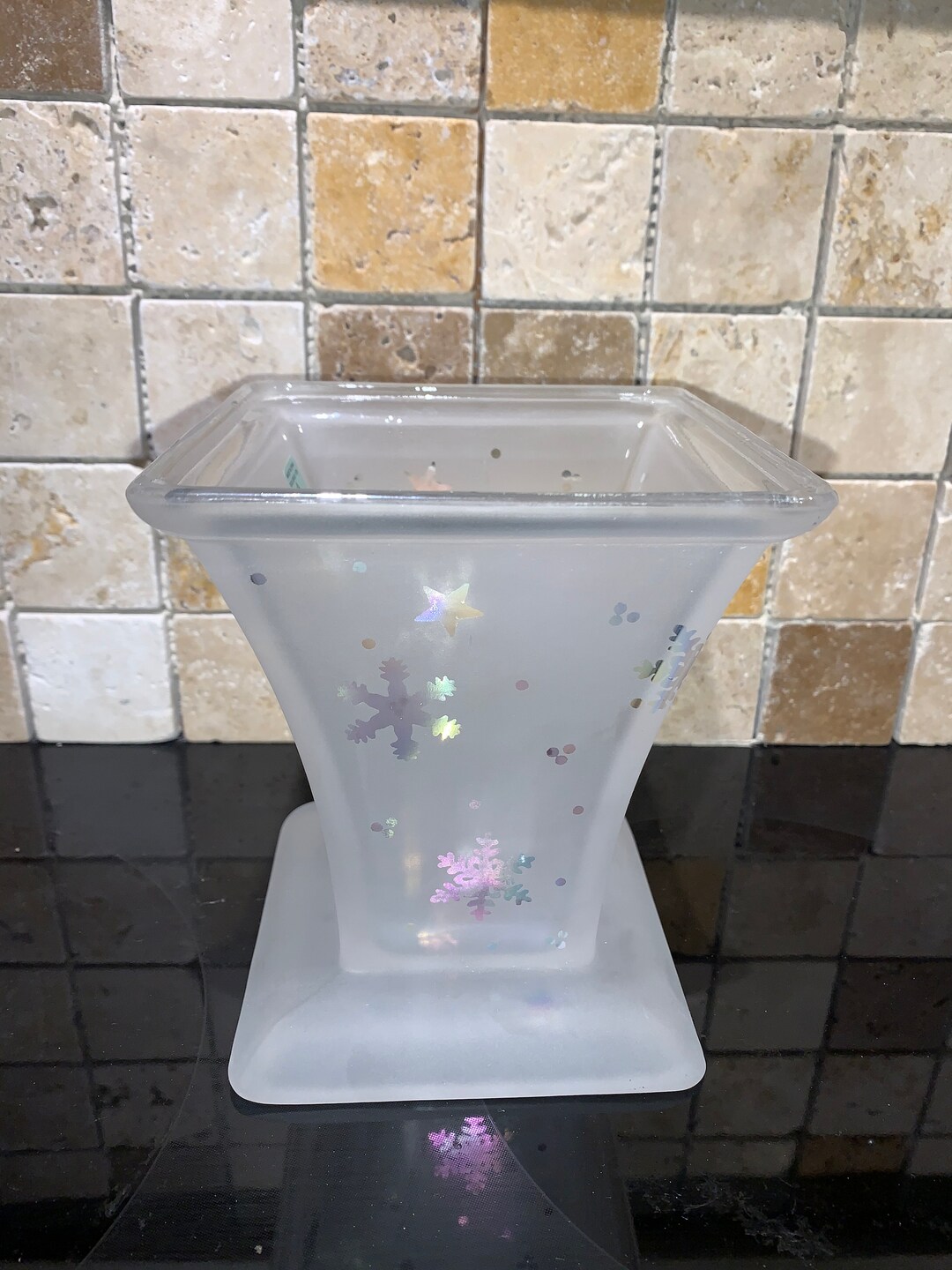 Partylite Frosted Snowflake Glass Vase - Etsy