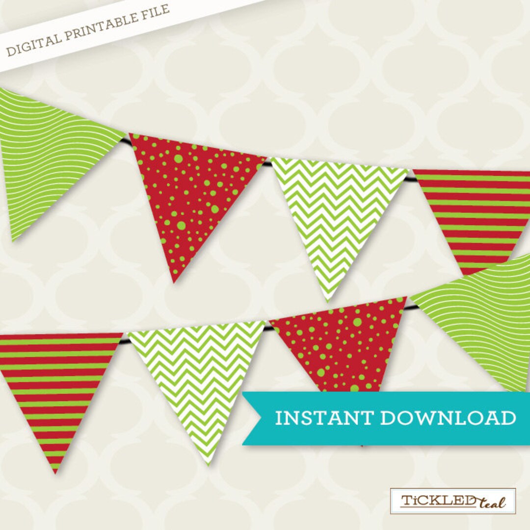 Instant Download - PRINTABLE Party Banner - Mixed Patterns -lime Green ...