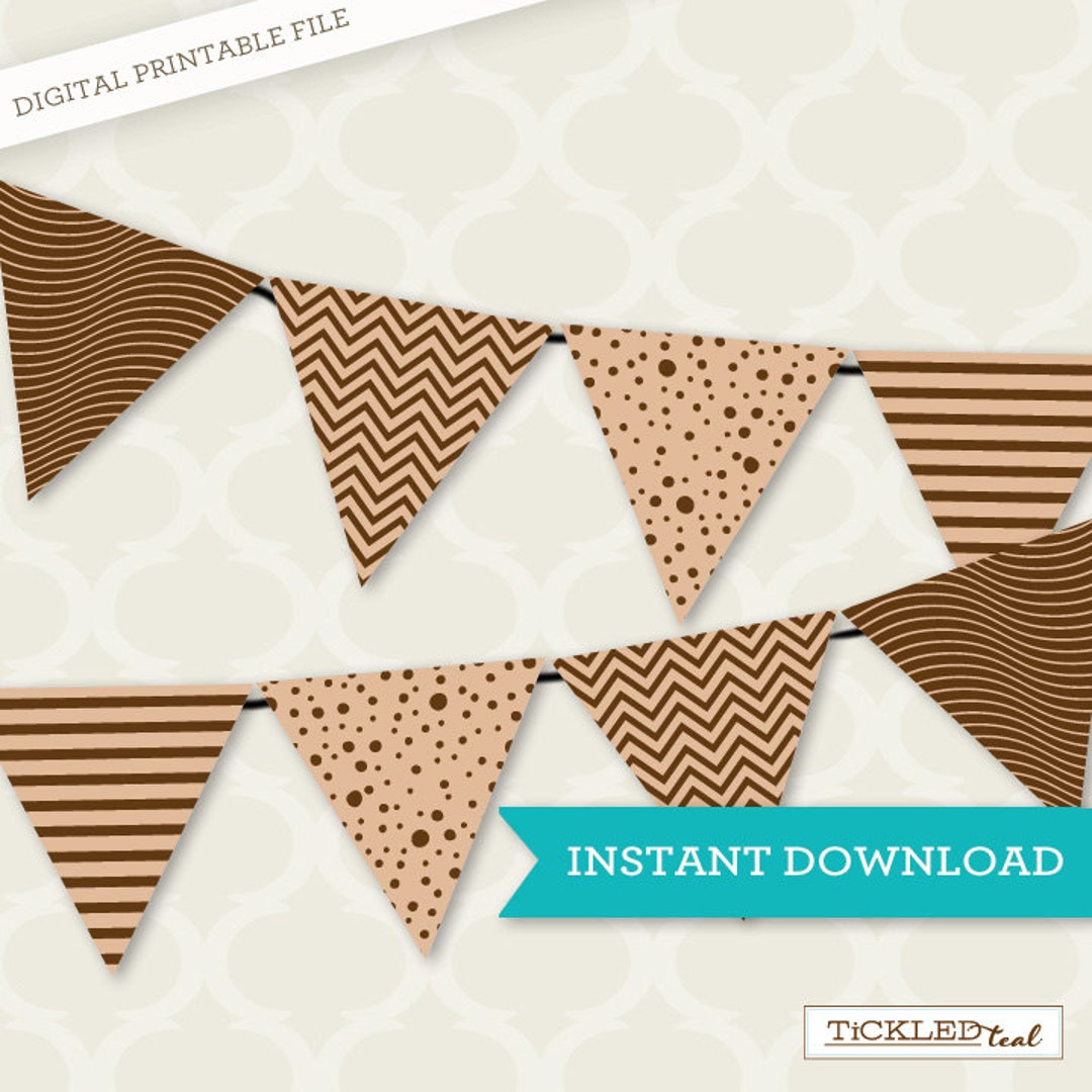 Instant Download - PRINTABLE Party Banner - Mixed Patterns -tan & Brown ...