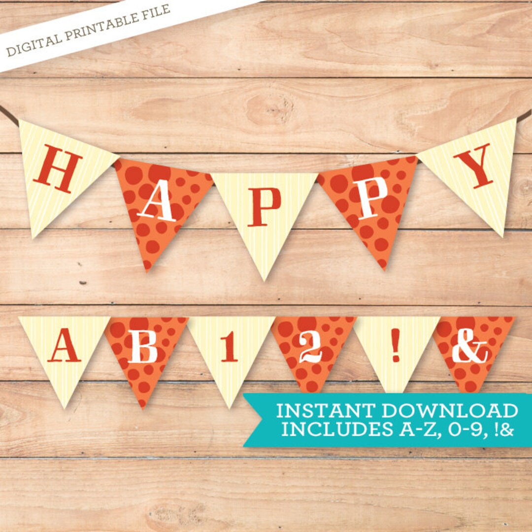 Instant Download PRINTABLE Party Banner Full Alphabet / Numbers ...