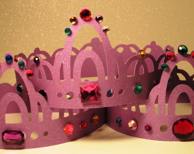 Princess Party Crown Tiara Activity Package in Purple Glitter Paper ...