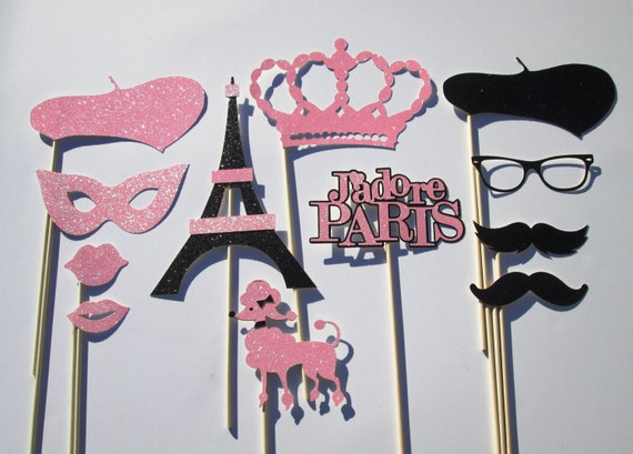 Paris Themed Photo Booth Props-made with Glitter Paper, Great for ...