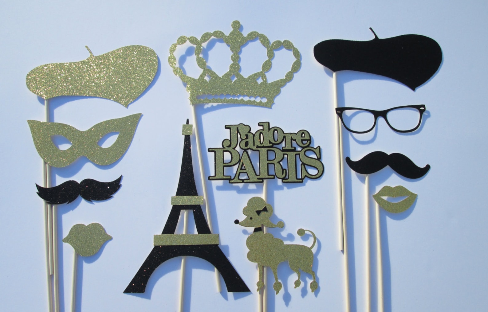 12 Pc Paris Party Theme Photo Booth Props-black & Gold Great - Etsy