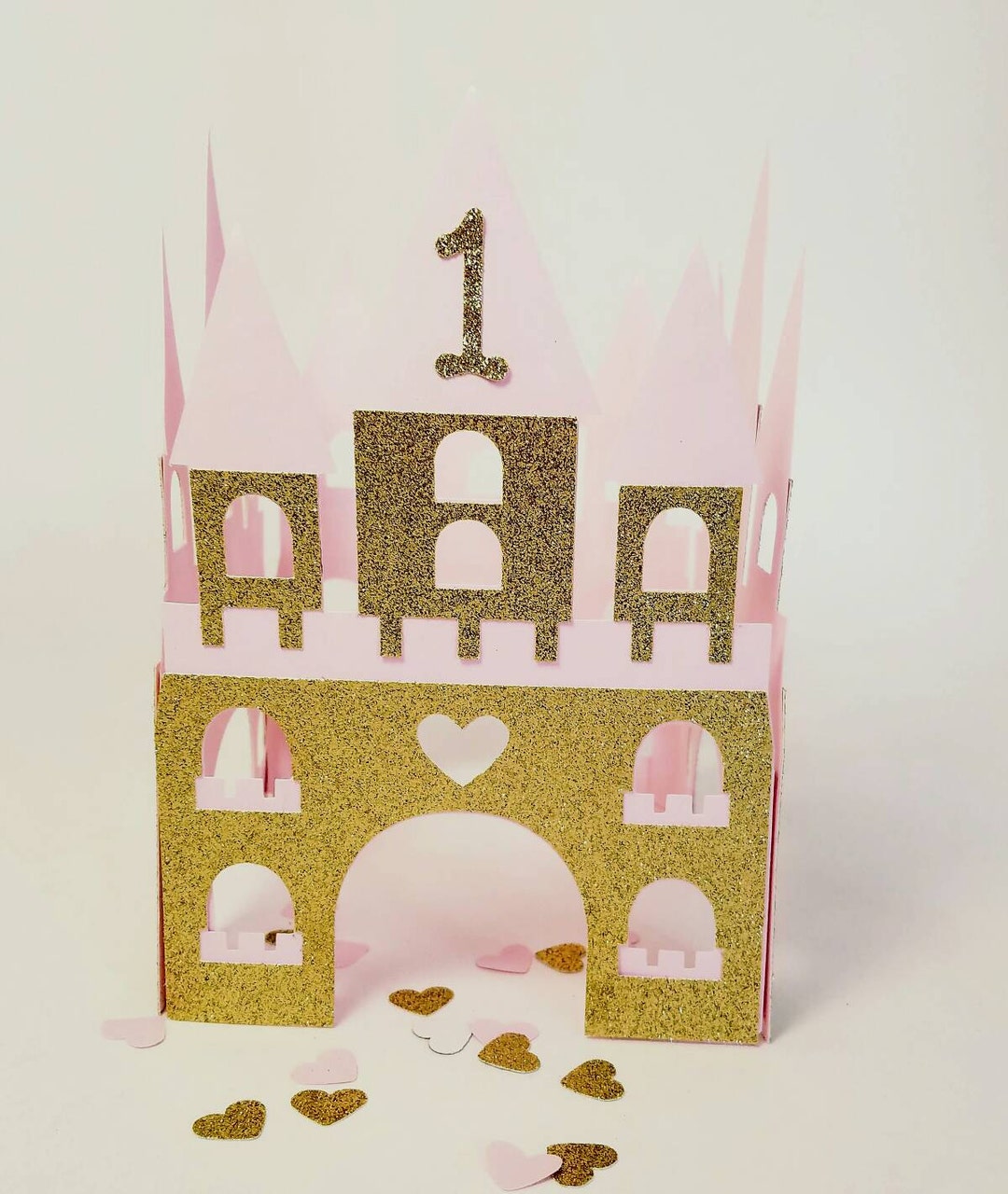 Pink and Gold Castle Cake Topper or Princess Party Decor. Free - Etsy