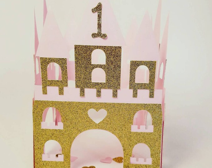 Pink and Gold Castle Cake Topper or Princess Party Decor. Free Shipping ...