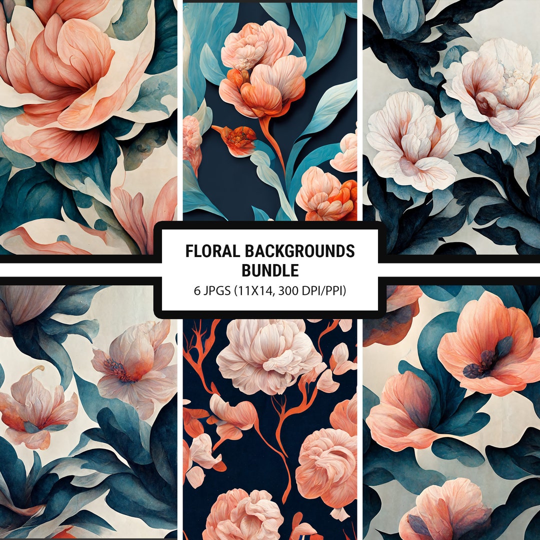Floral Backgrounds Bundle, Digital Paper, Watercolour Papers ...