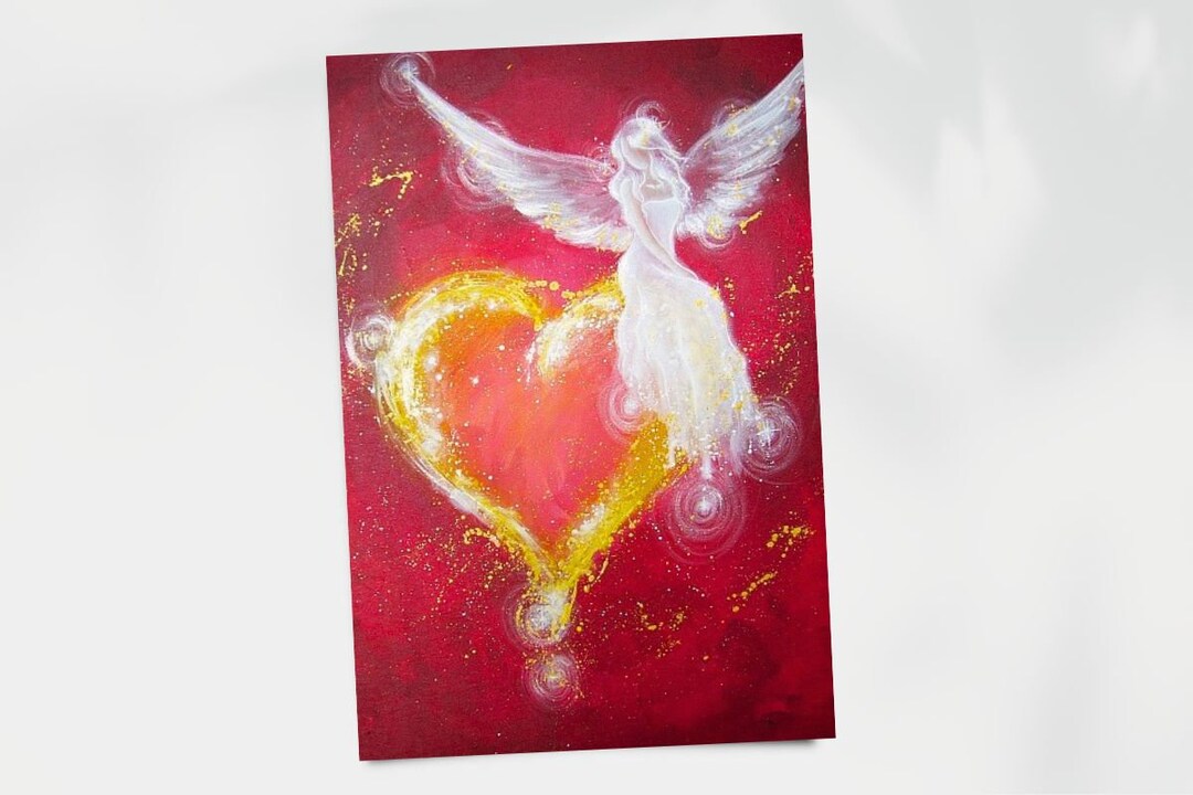 Angel Wall Poster - Picture 'connected Through the Heart' - Spiritual ...