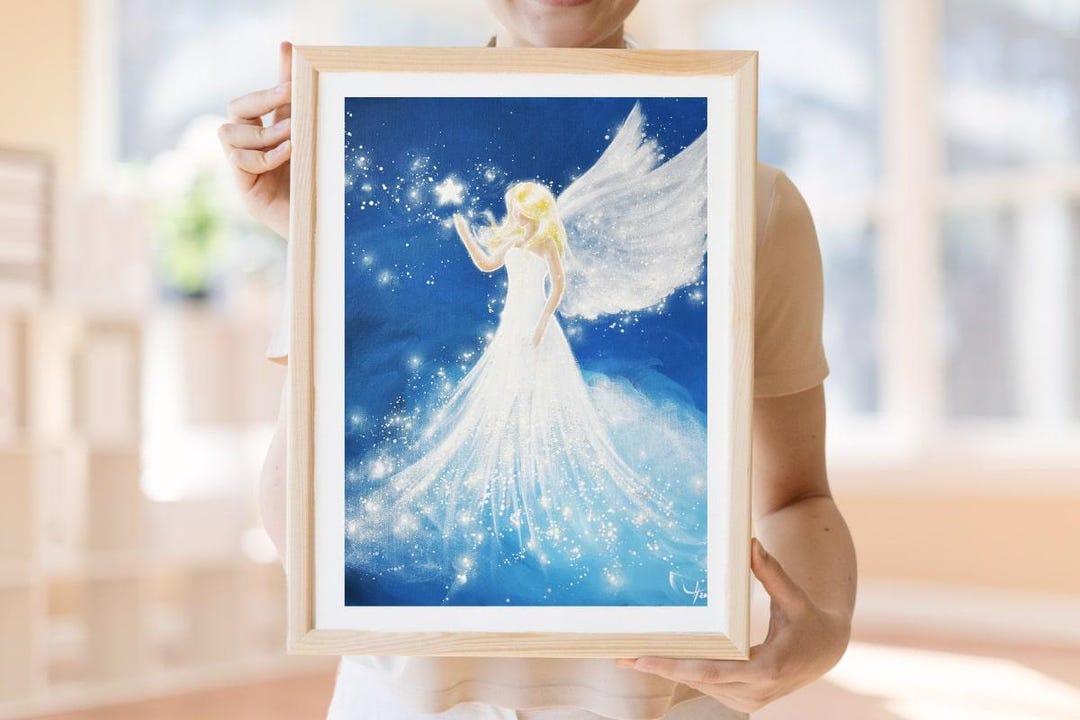 Guardian Angel Picture With Shooting Star - Angel Poster - Wall Poster ...