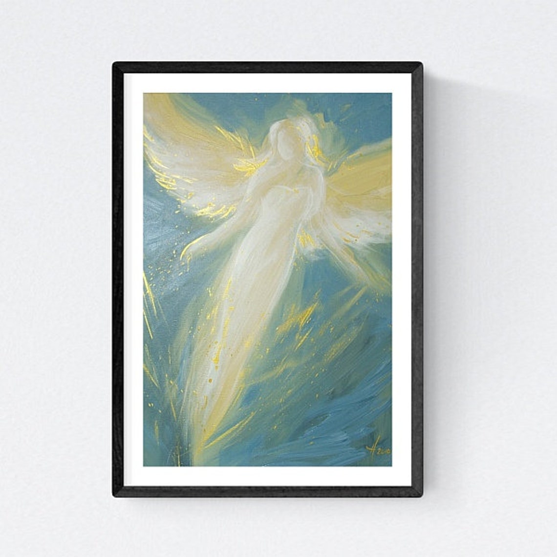 Angel Art Poster Guardian Angel in Your Embrace | Etsy