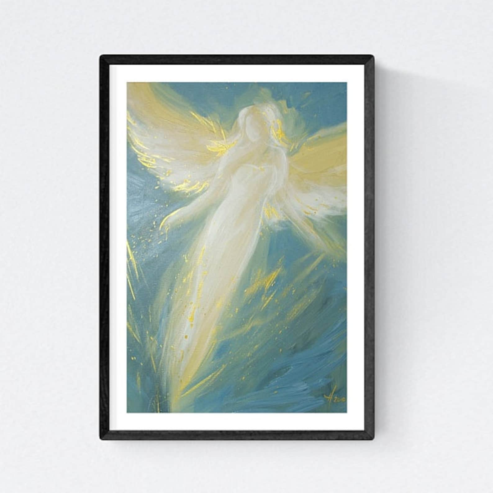 Angel Art Poster Guardian Angel in Your Embrace | Etsy