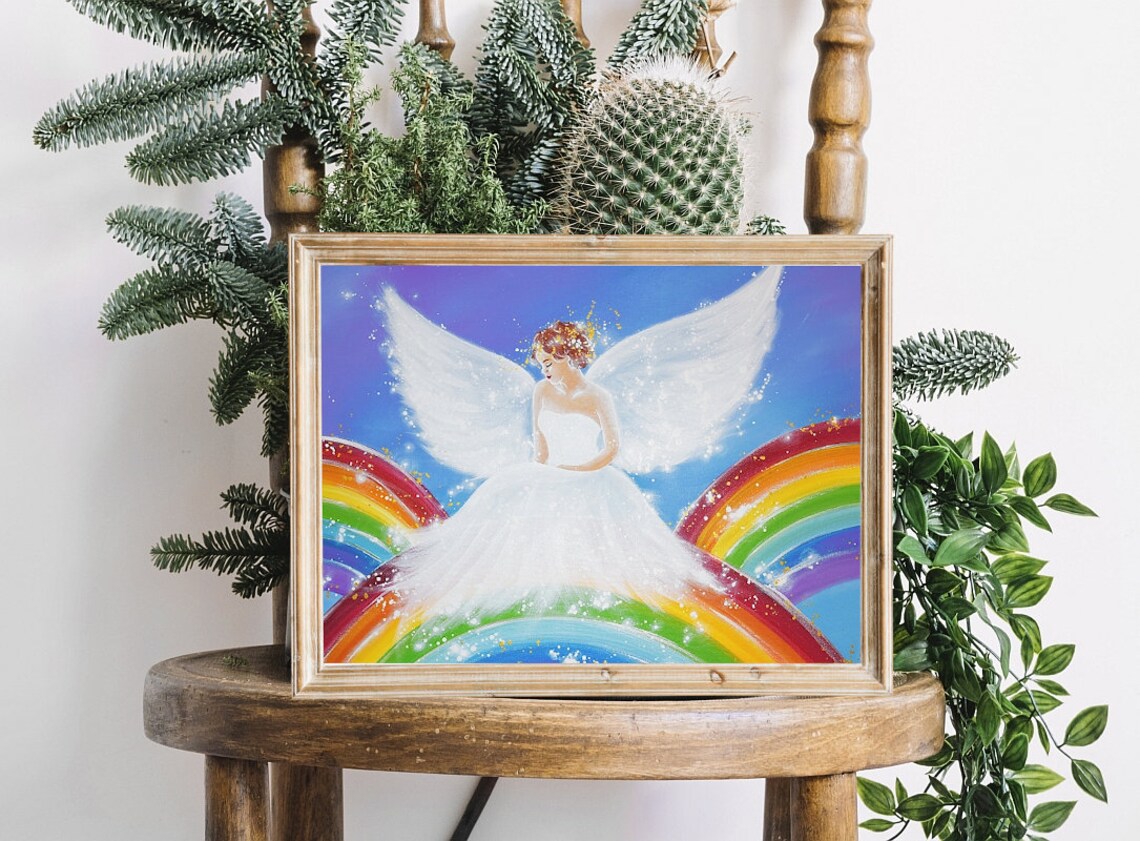 Nursery Room Decor, Angel Art Photo "rainbow Light" Guardian Angel ...