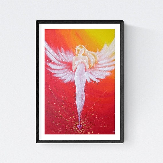 Angel picture Connected through the heart Art | Etsy