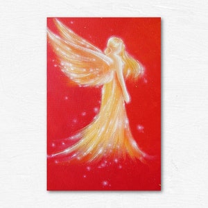 Limited Angel Art Photo "golden Light" , Modern Angel Painting, Artwork ...