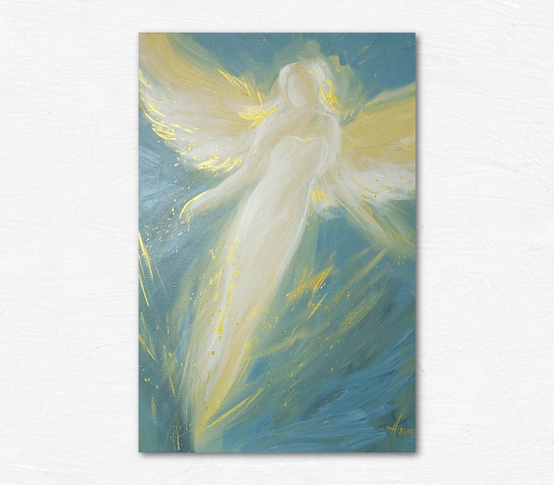 Angel Art Poster Guardian Angel in Your Embrace | Etsy