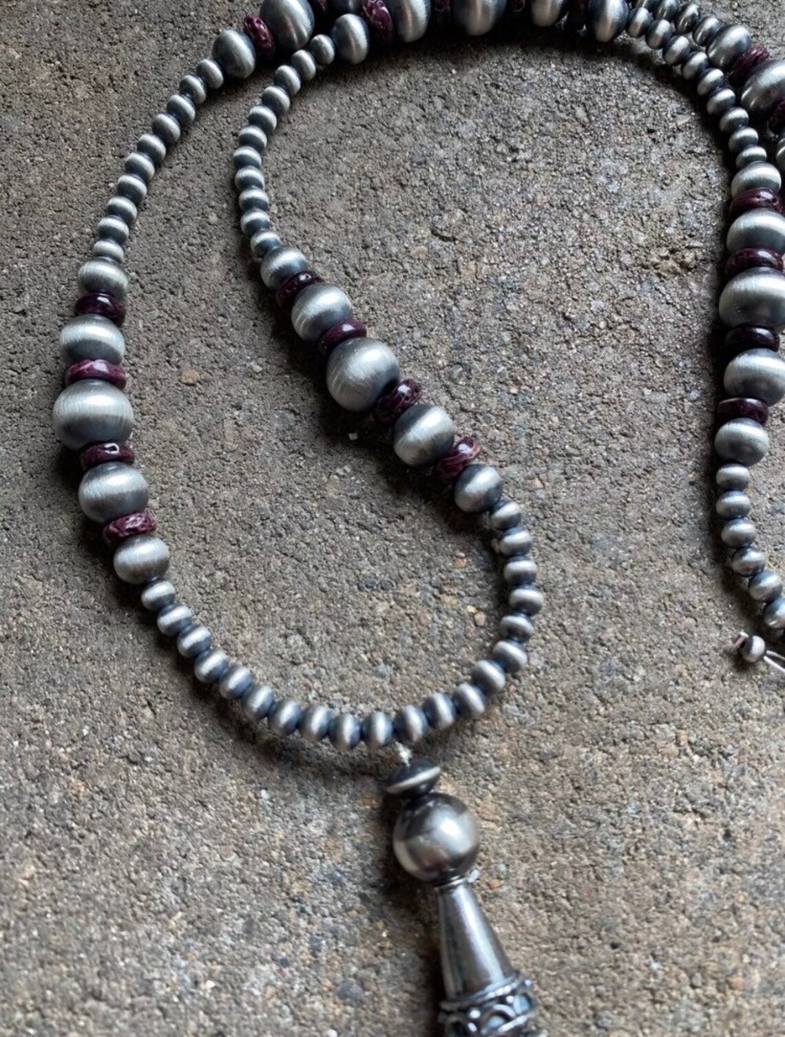 Long Sterling Silver Purple Spiny Oyster Navajo Pearls W - Etsy