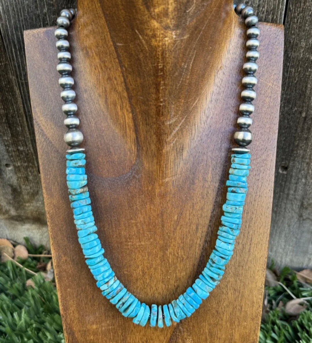Sterling Silver Blue Turquoise W Pearls Bead Necklace. 18 Inch - Etsy