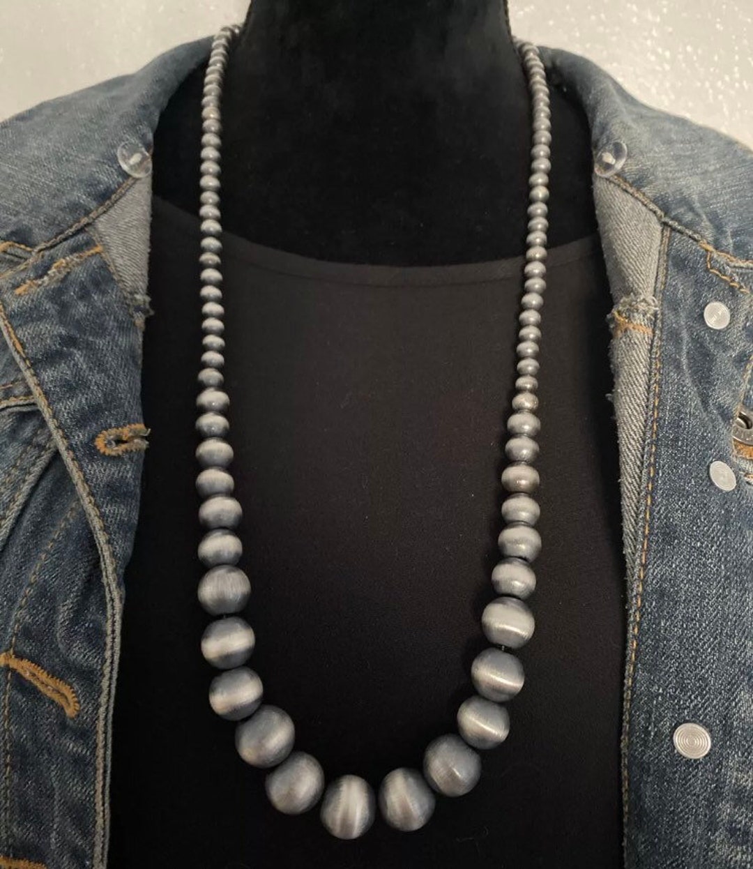 Sterling Silver Graduated Bead Necklace 30 Inch - Etsy