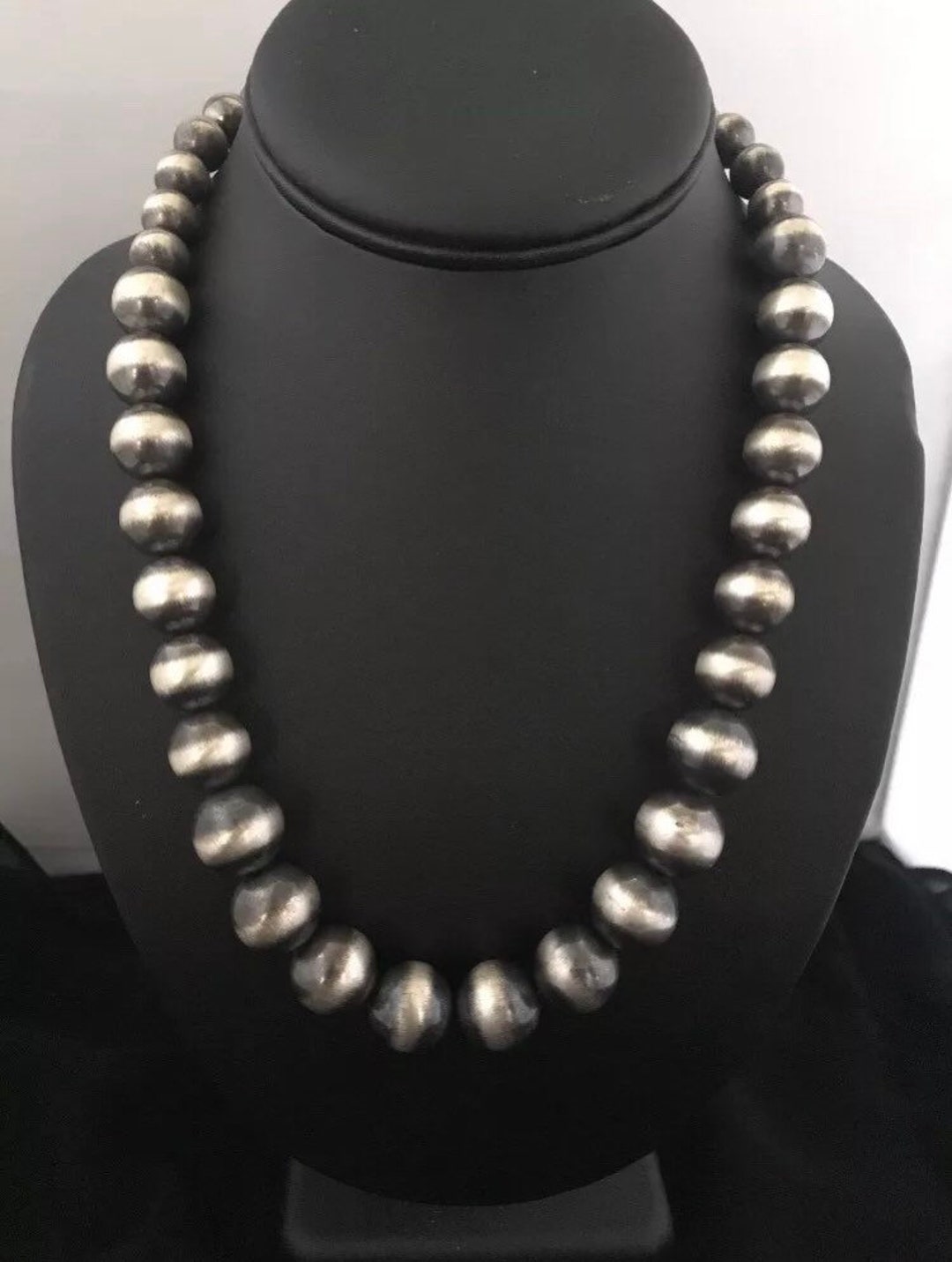 Sterling Silver Graduated Bead Necklace 20 Inches - Etsy