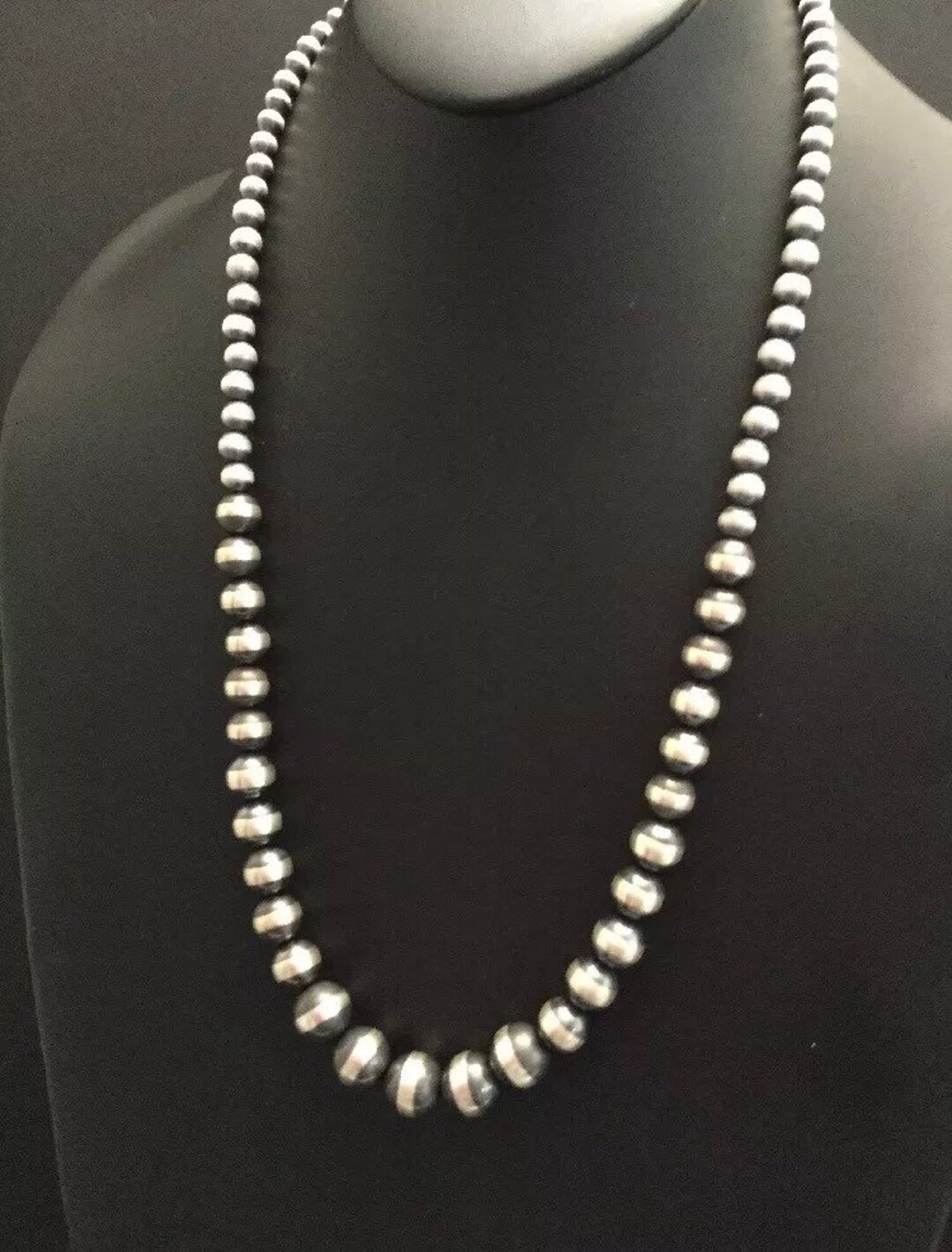 Sterling Silver Graduated Bead Necklace - Etsy