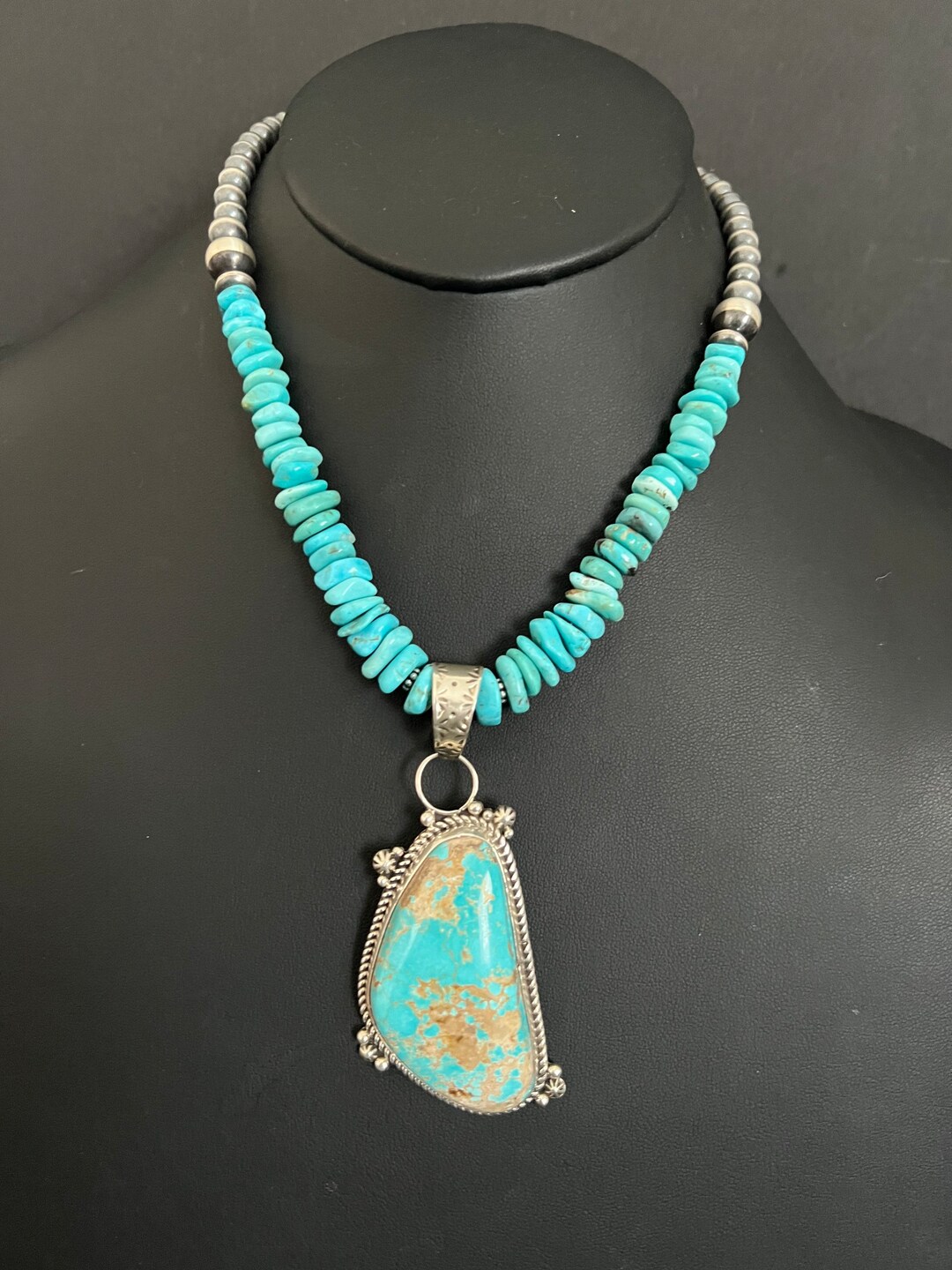 Navajo Sterling Silver Blue Turquoise Necklace Pendant - Etsy