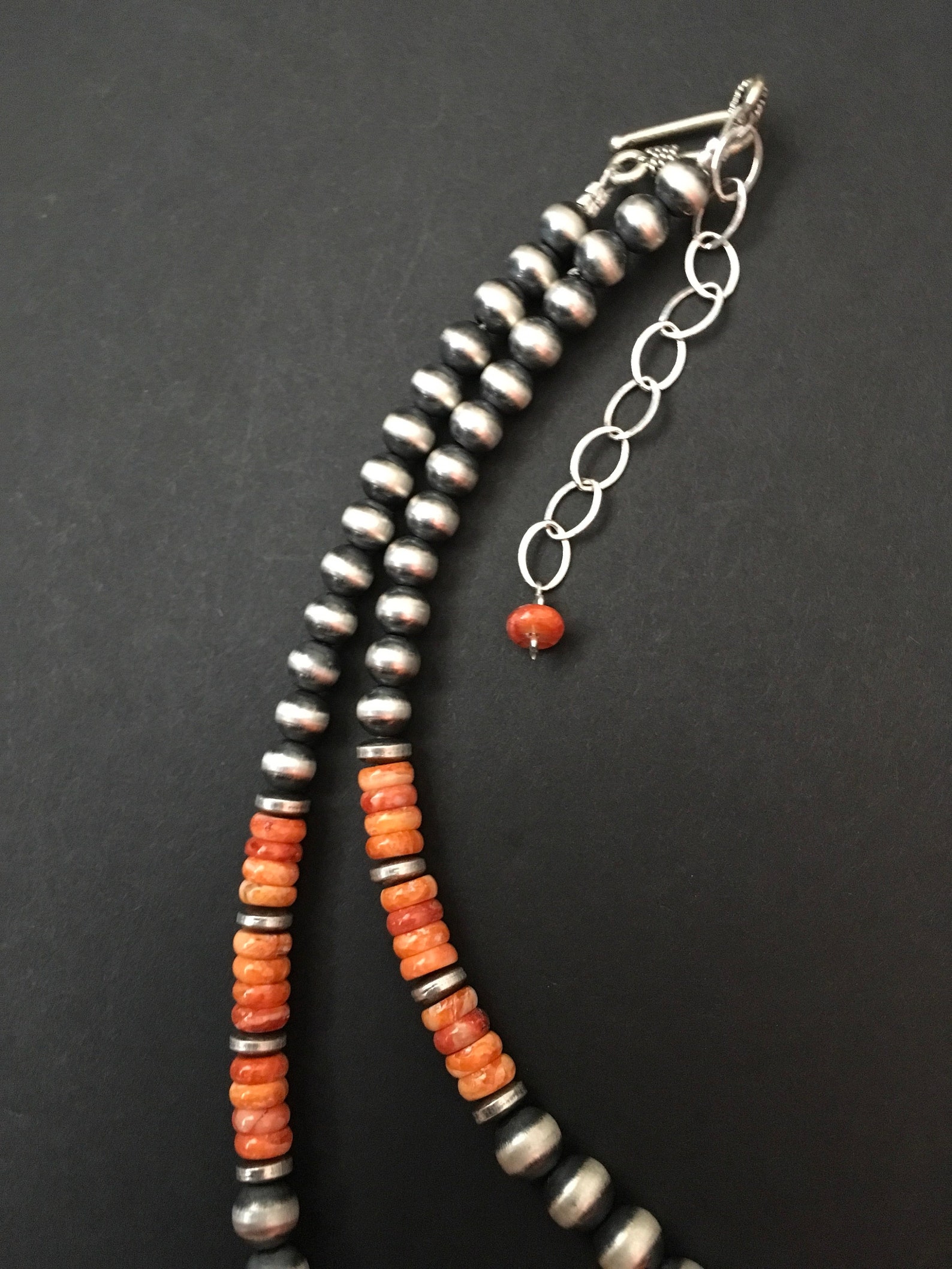 Sterling silver spiny oyster bead necklace . | Etsy