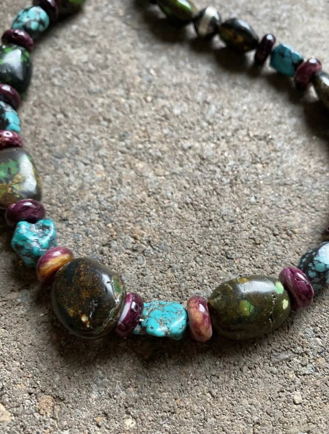 Sterling Silver Purple Spiny Oyster W Turquoise Bead Necklace. | Etsy