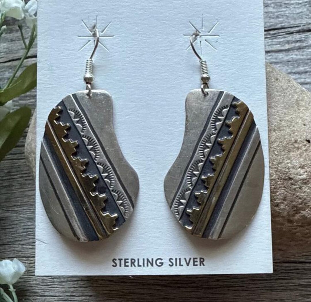 T and R Singer Native American Sterling Silver Gold Filled Earrings. 2. ...