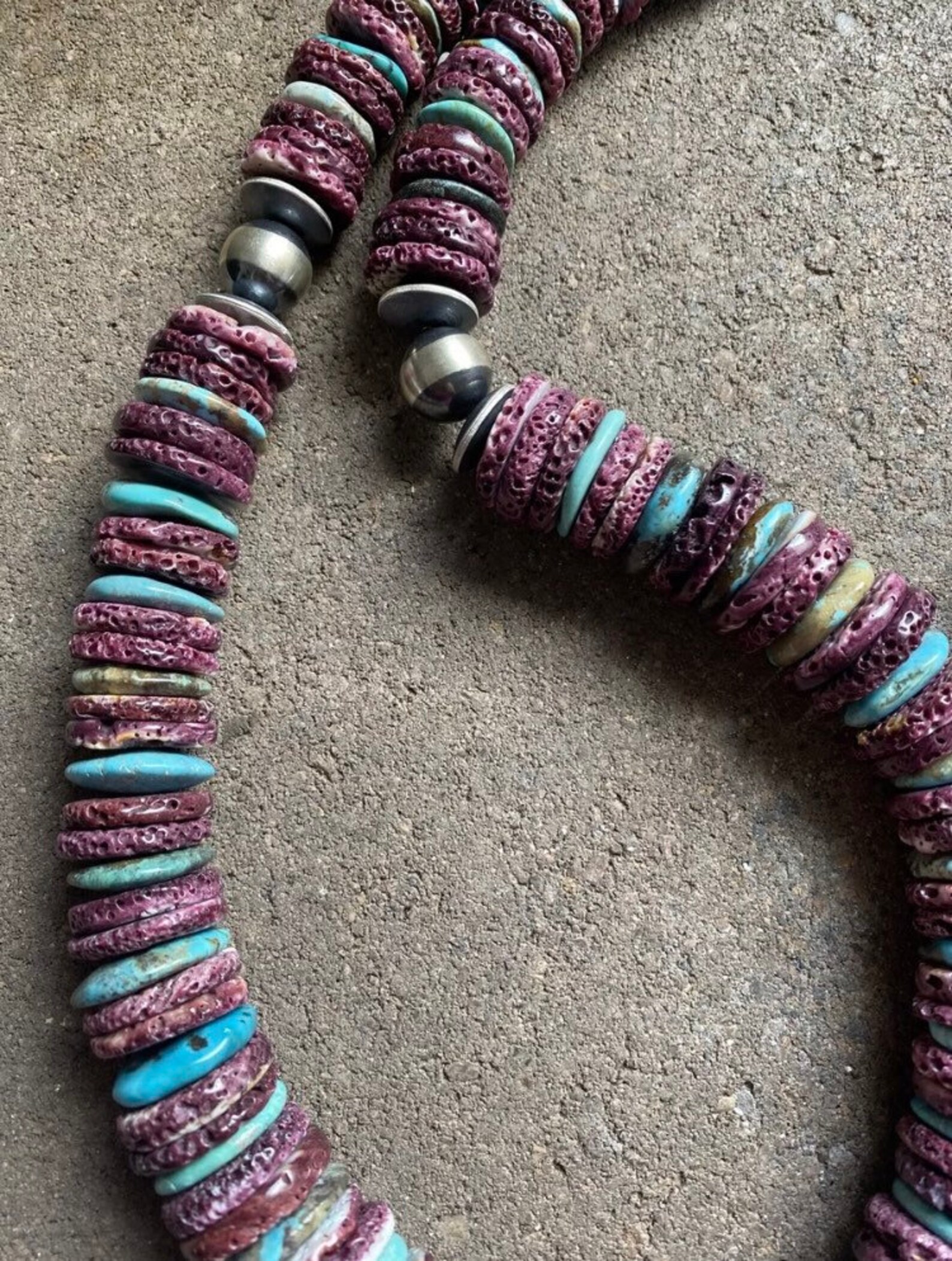Long Sterling Silver Purple Spiny Oyster W Turquoise Bead - Etsy