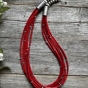 Sterling Silver Multi Strand Red Coral Bead Necklace 22 Inch - Etsy