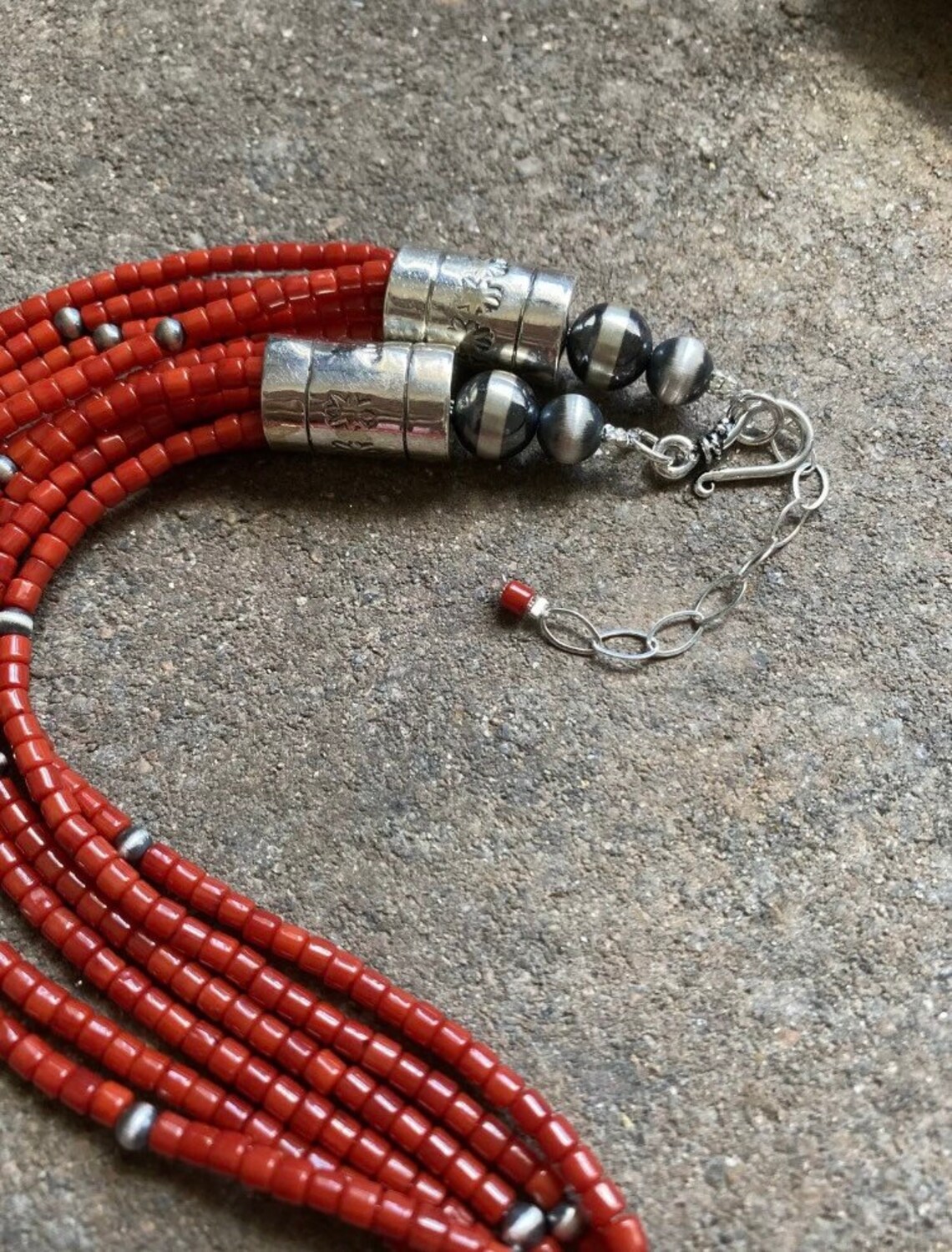 Sterling Silver Multi Strand Coral Bead Necklace. 22 Inch - Etsy