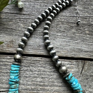 Sterling Silver Blue Turquoise W Pearls Bead Necklace. 18 Inch - Etsy