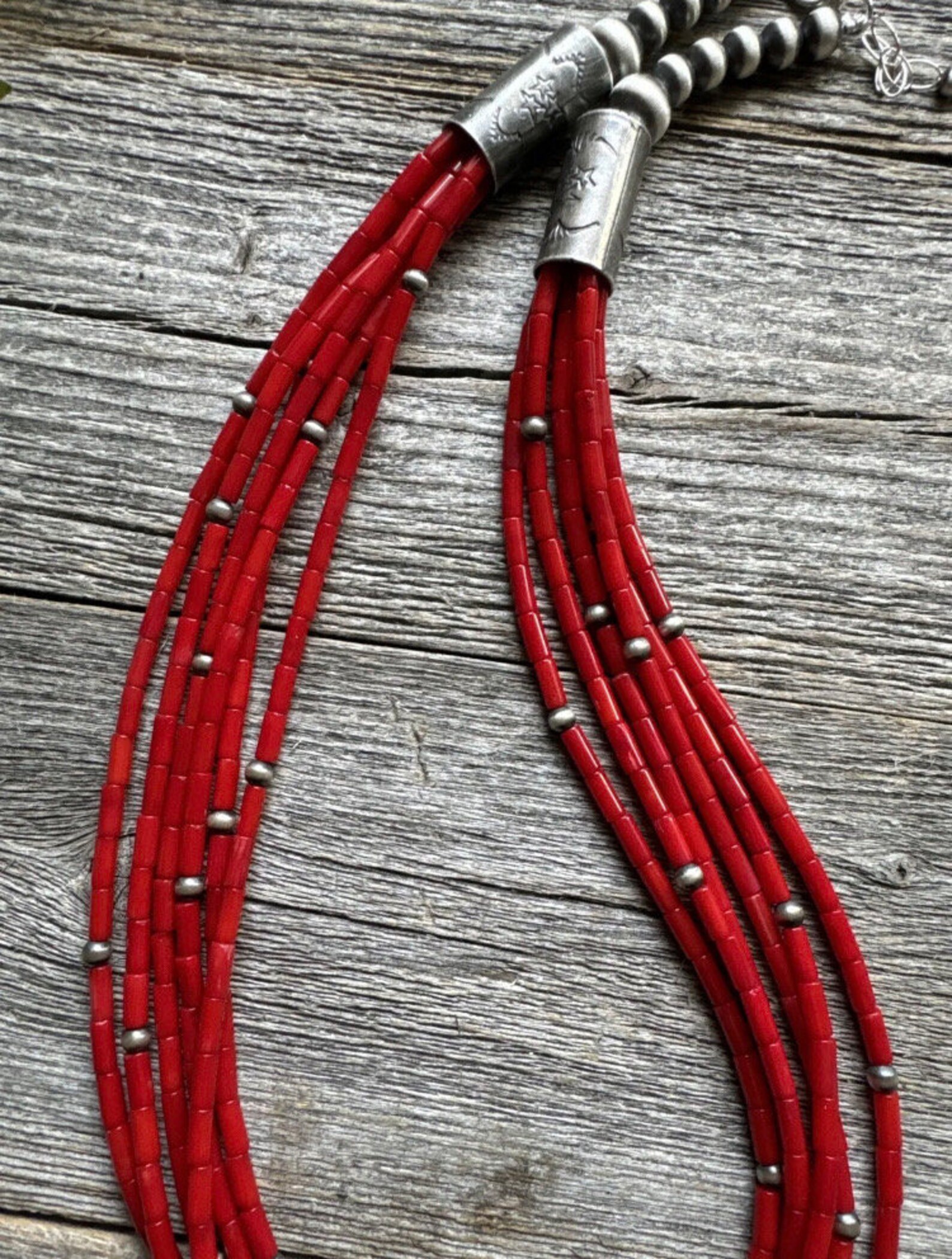 Sterling Silver Multi Strand Red Coral Bead Necklace 22 Inch - Etsy
