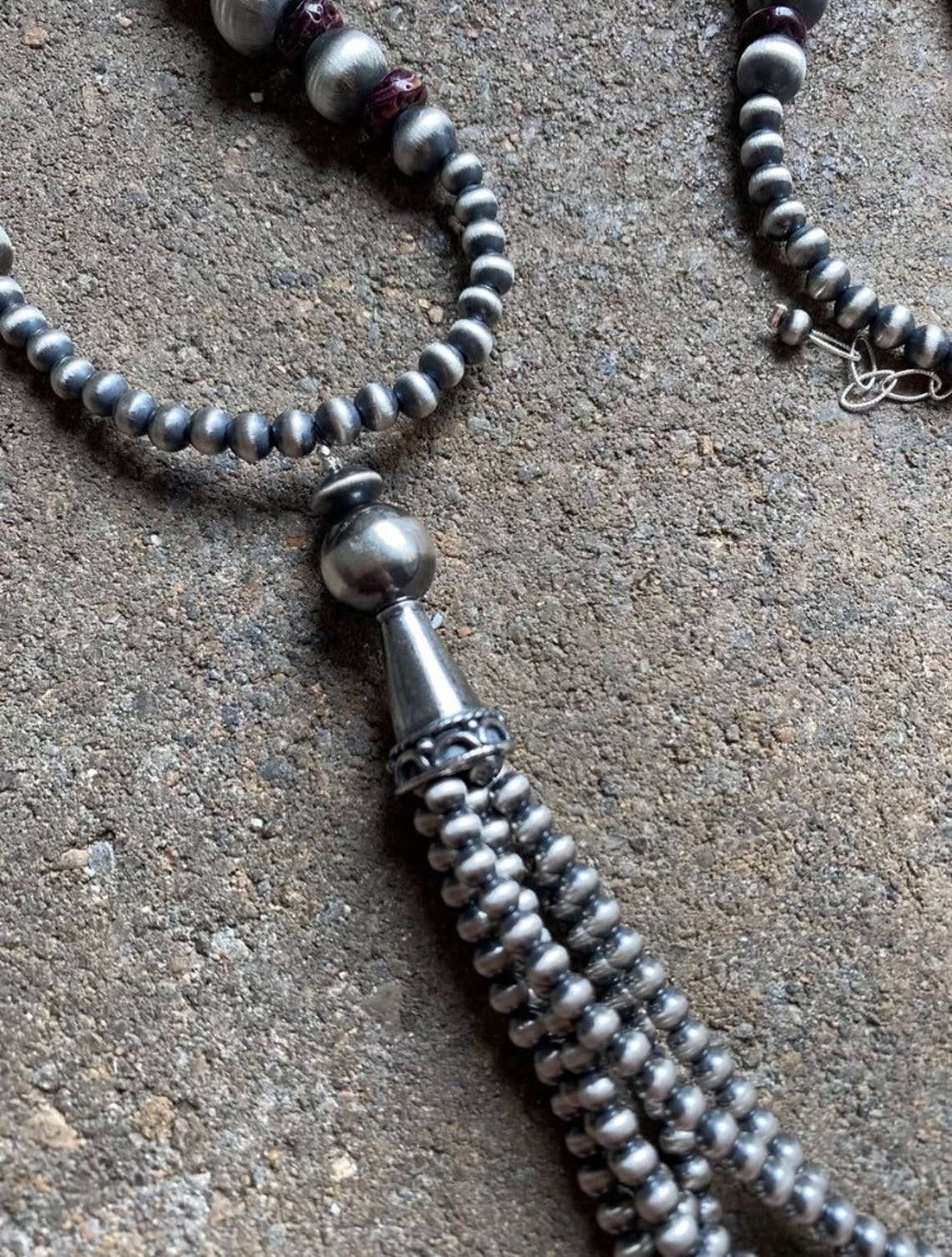 Long Sterling Silver Purple Spiny Oyster Navajo Pearls W - Etsy