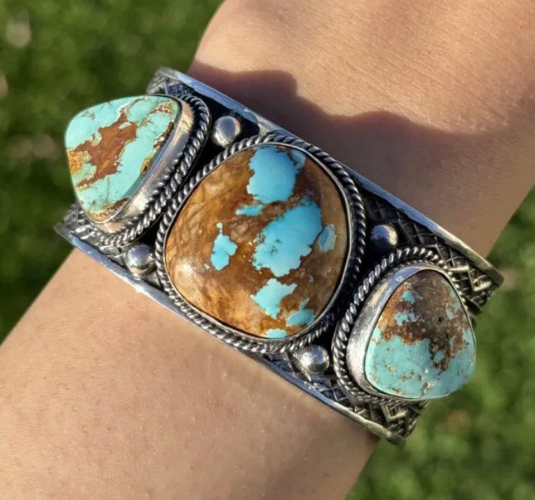 Sunshine Reeves 925 Sterling Silver Royston Turquoise Cuff Bracelet ...