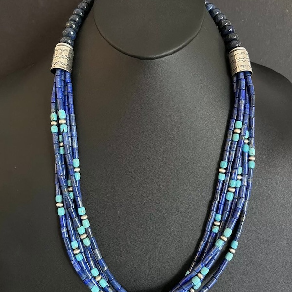 Lapis and Turquoise Necklace - Etsy