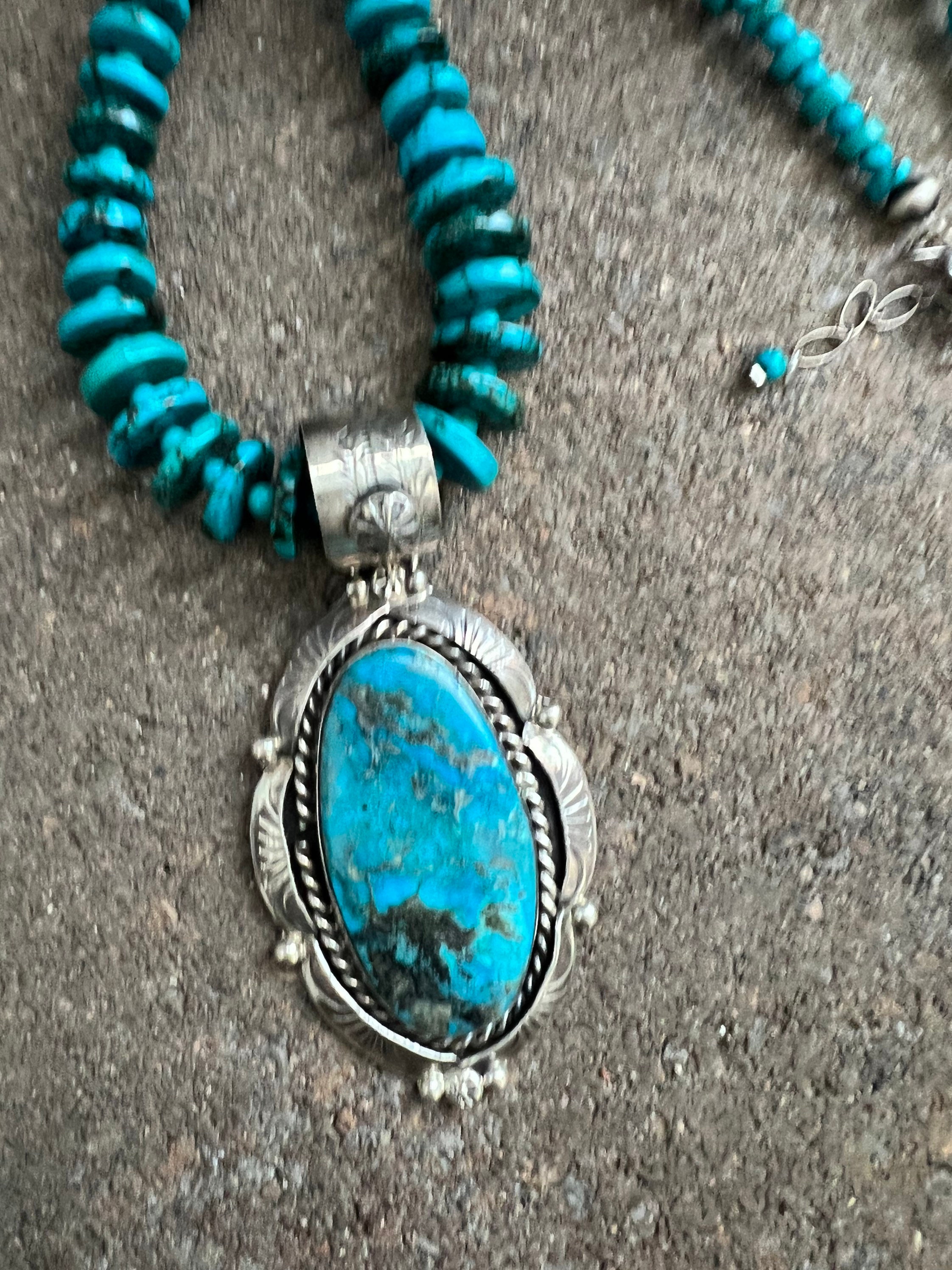 Navajo Sterling Silver Blue Turquoise Necklace Pendant - Etsy