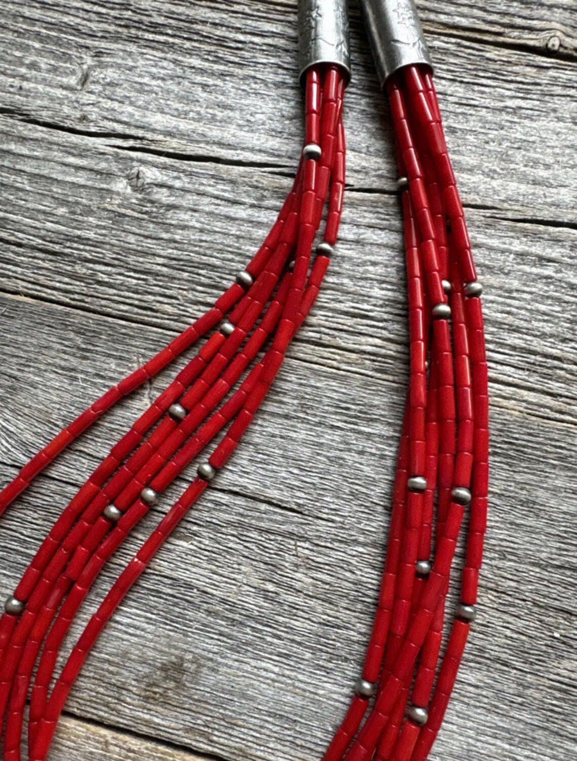 Sterling Silver Multi Strand Red Coral Bead Necklace 22 Inch - Etsy