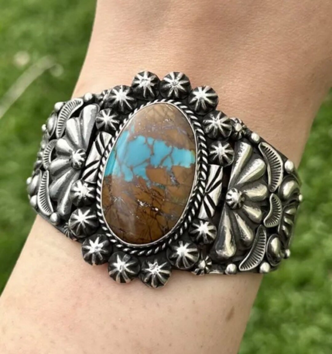 Navajo Sterling Silver Turquoise Cuff Bracelet. Rick Werito - Etsy